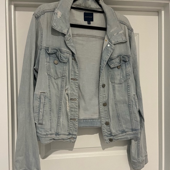 Just USA | Jackets & Coats | Distressed Light Wash Denim Jacket | Poshmark